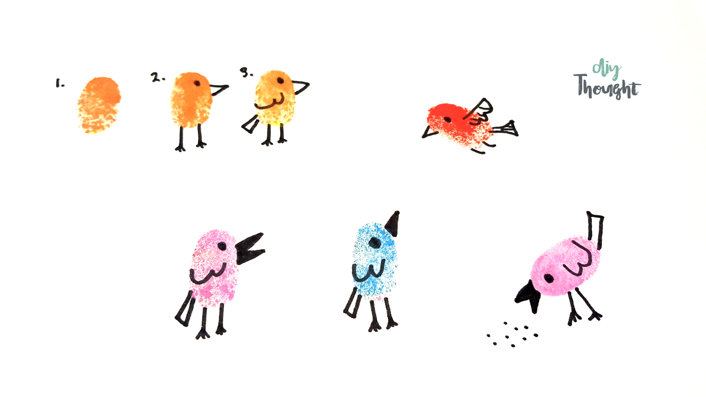 How To Make Fingerprint Birds - diy Thought