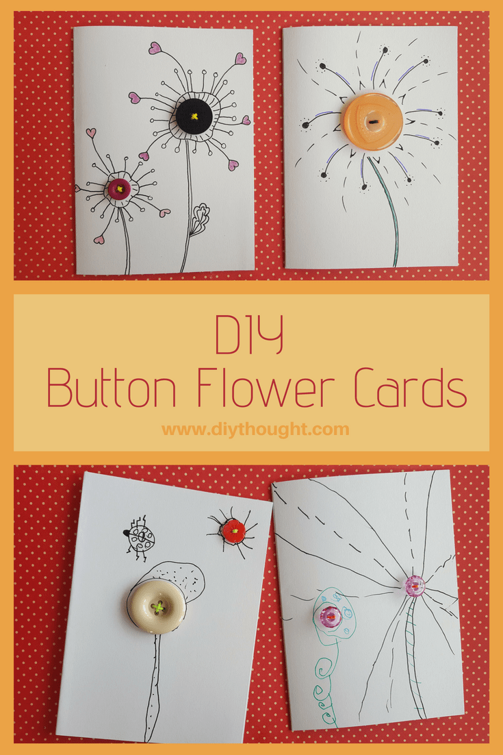 Diy Button Flower Cards - DIY Thought