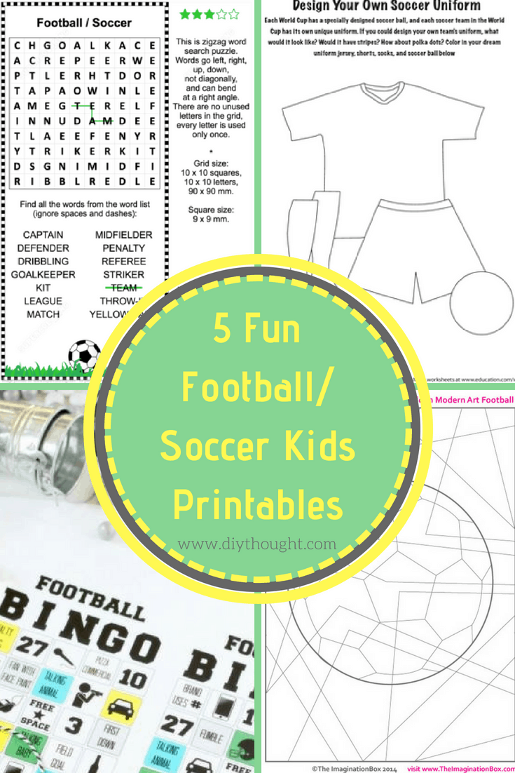 5 Fun Football/ Soccer Kids Printables - DIY Thought