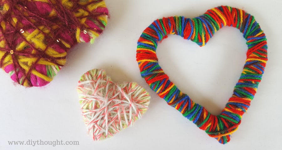 Diy Decorative Yarn Hearts - diy Thought