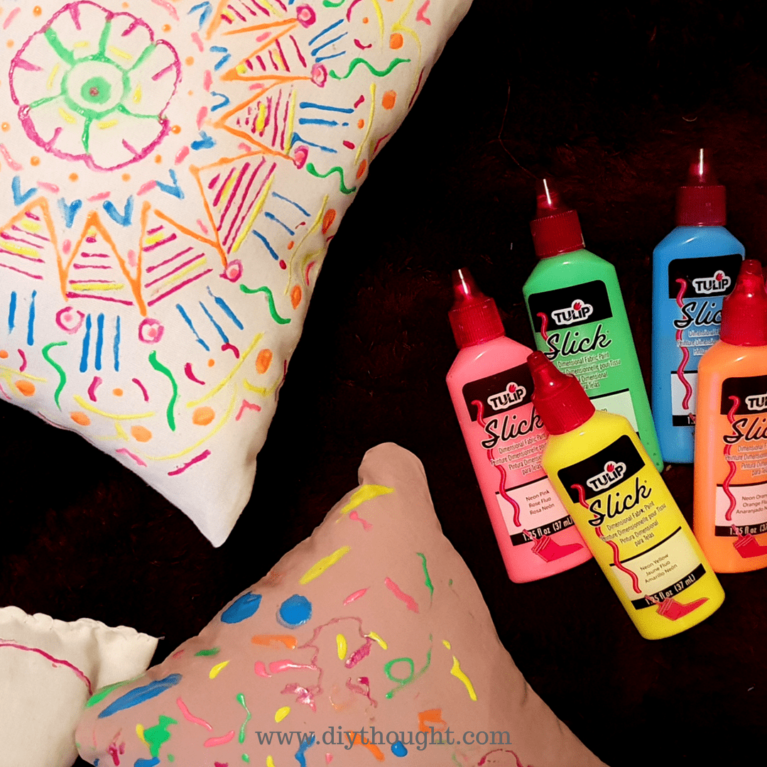 Fabric Paint Cushion Craft- Upcycled pillowcases - DIY Thought