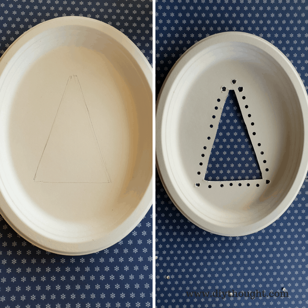 Christmas Tree Paper Plate Threading Craft - diy Thought