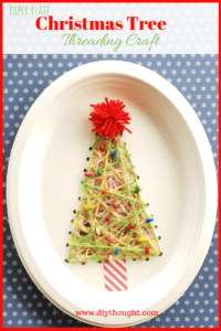 Christmas Tree Paper Plate Threading Craft - diy Thought