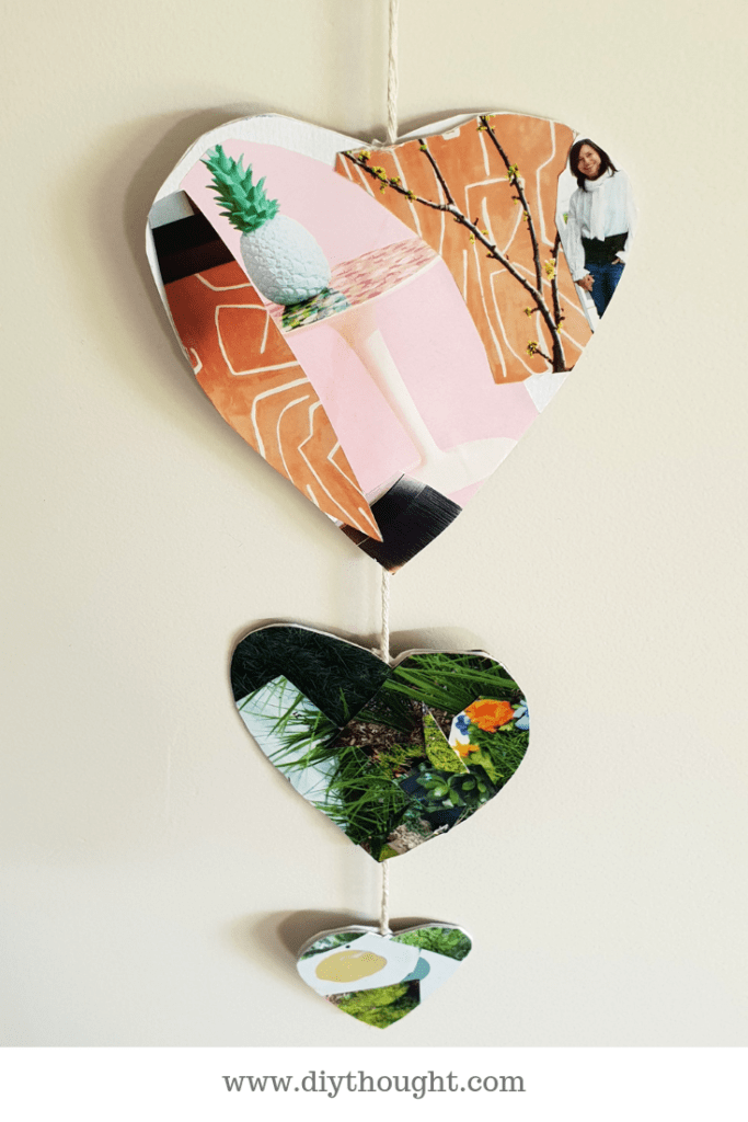DIY Magazine Hanging Hearts Craft - diy Thought