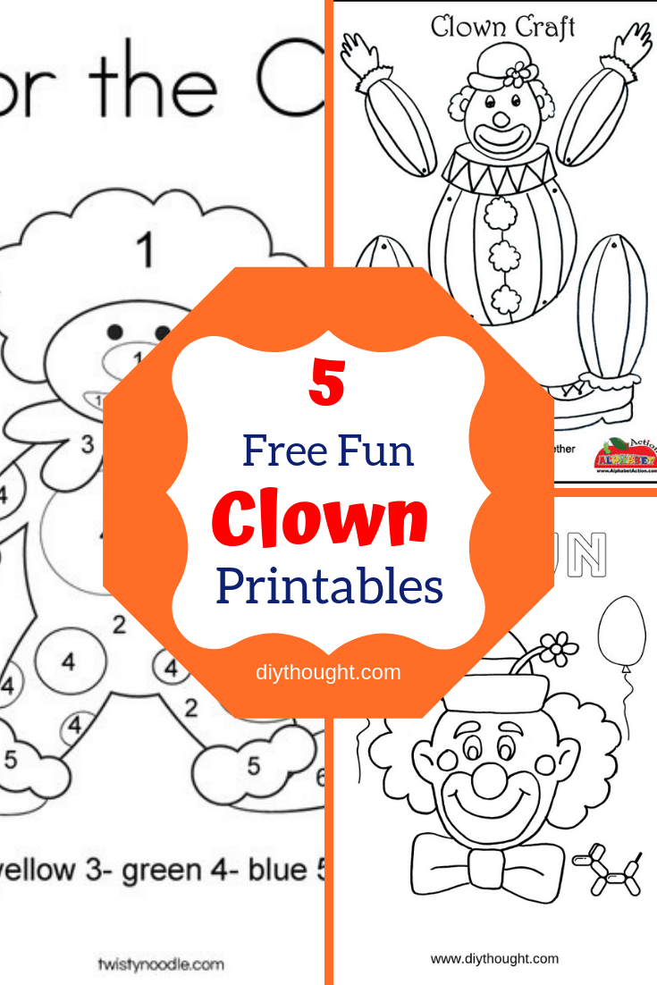 5 Free Fun Clown Printables - diy Thought
