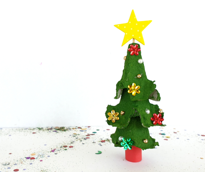 Egg Carton Christmas Tree Craft - diy Thought