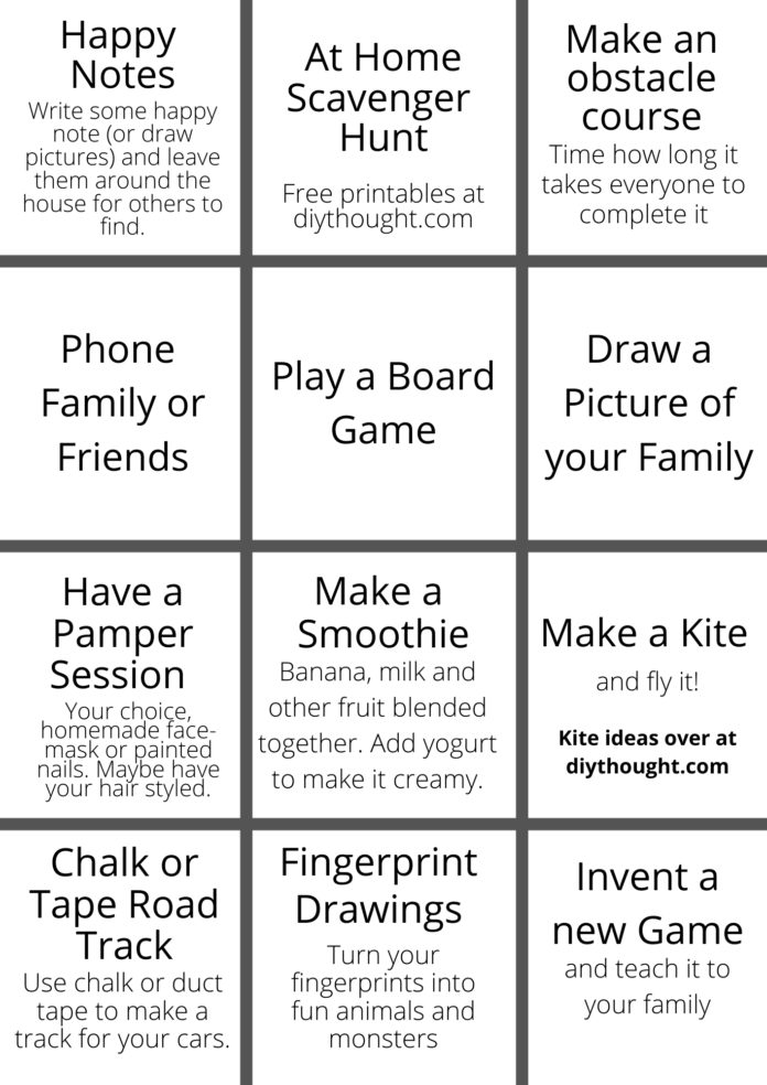 Stay At Home Activity Advent Calendar - diy Thought