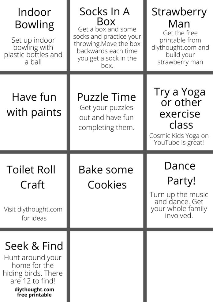 Stay At Home Activity Advent Calendar - diy Thought