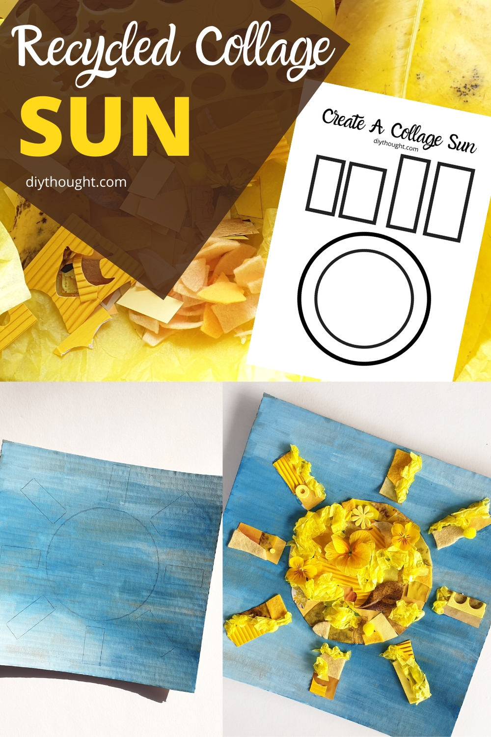 Recycled Collage Sun Craft - diy Thought