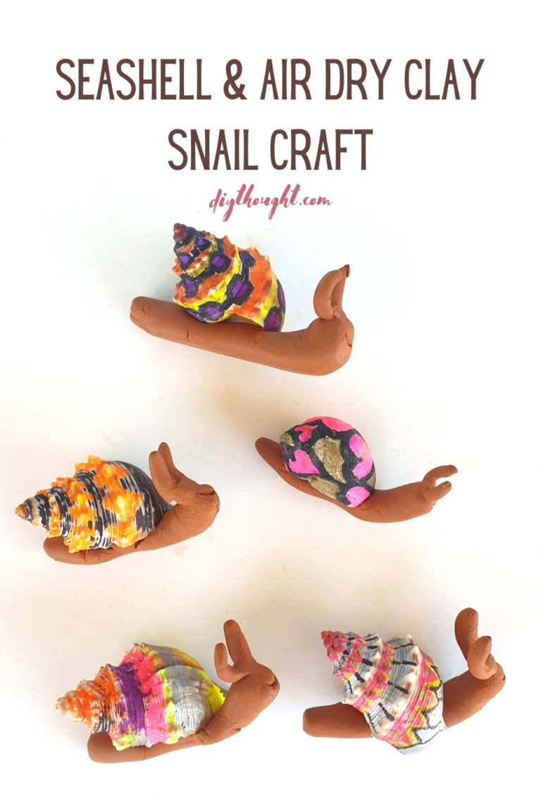 Seashell & Air Dry Clay Snail Craft - diy Thought