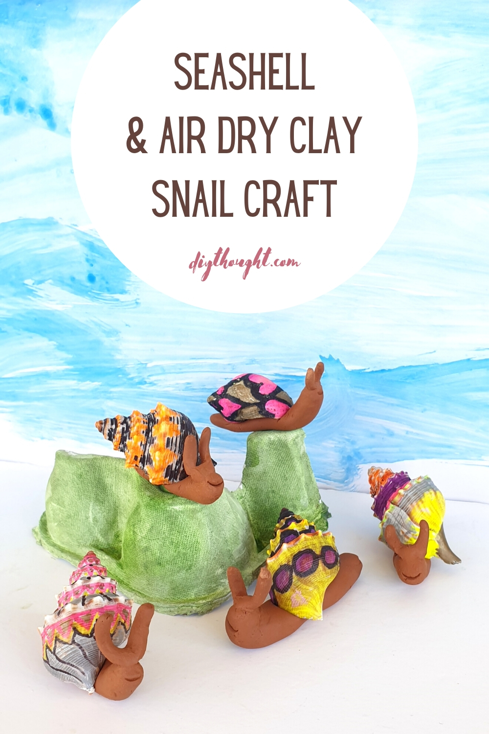 Seashell & Air Dry Clay Snail Craft - diy Thought