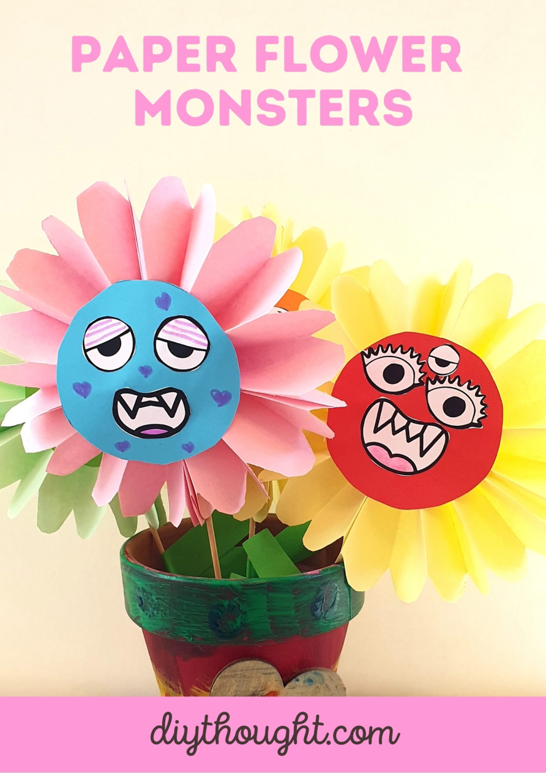 Paper Flower Monster Craft - diy Thought