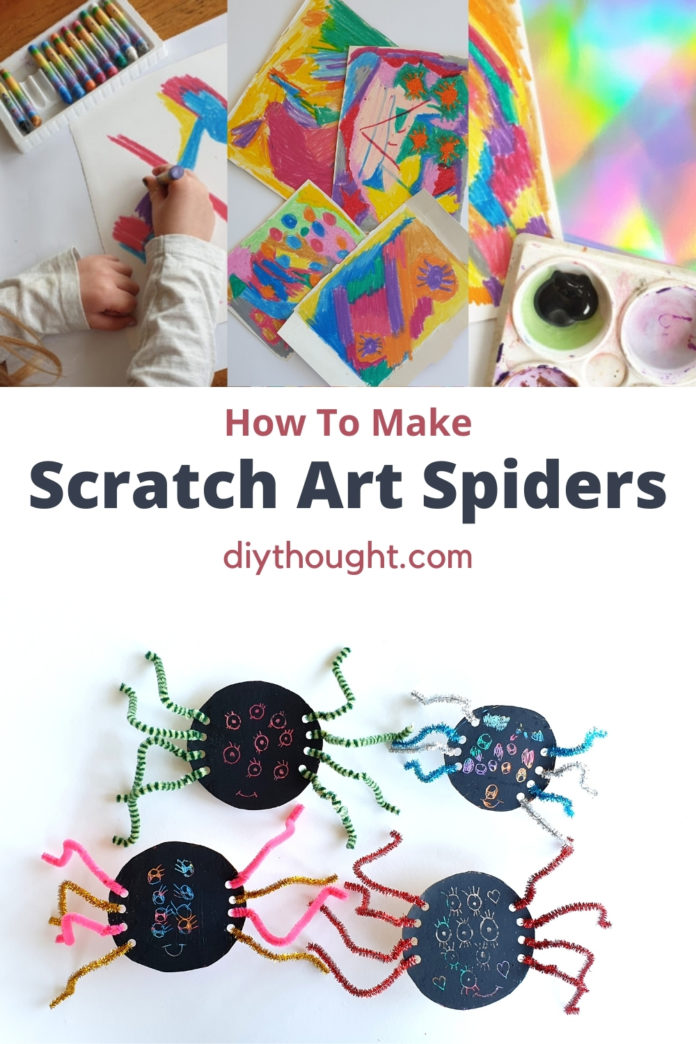 Scratch Art Spider Craft - diy Thought