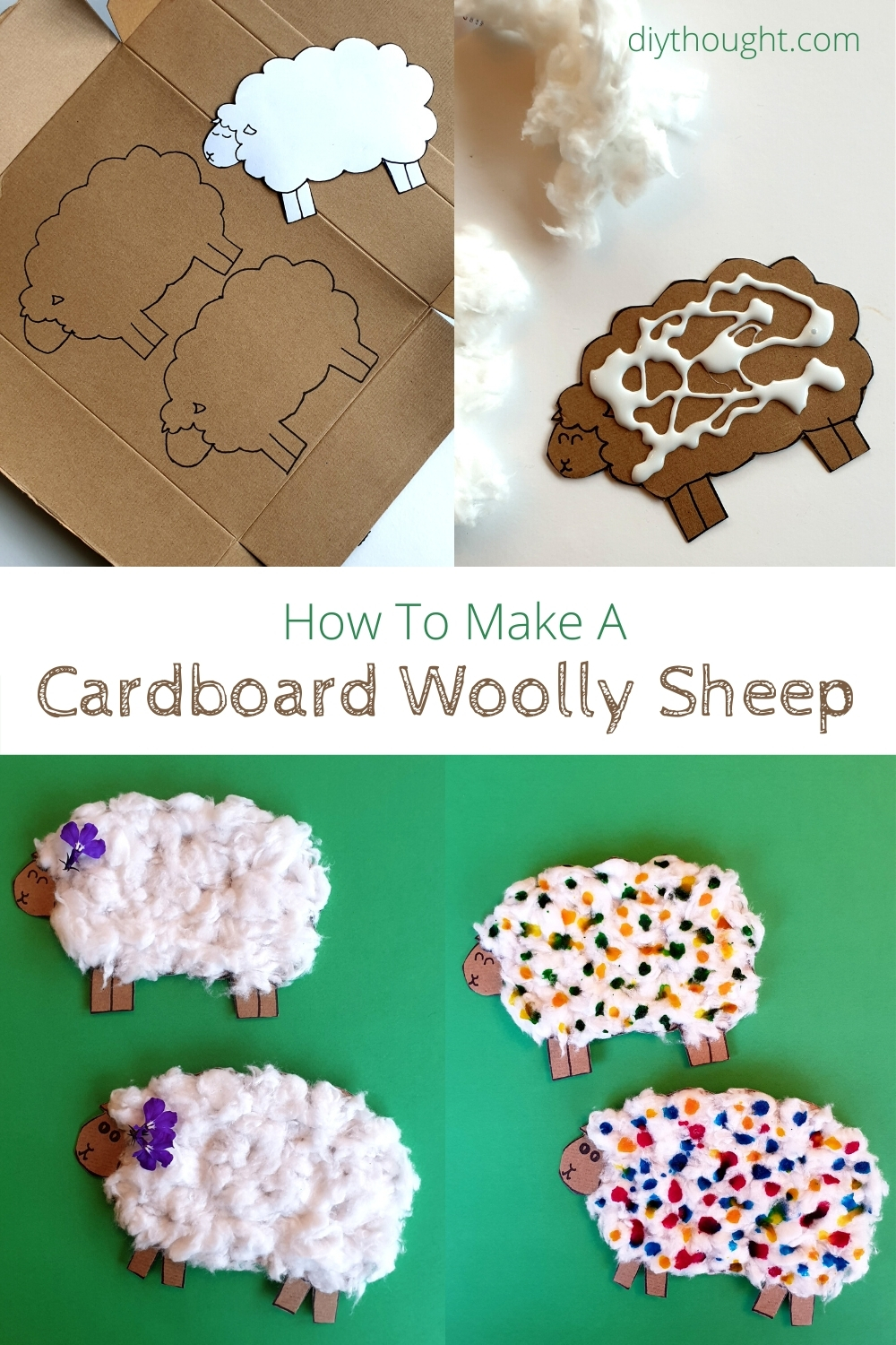 Cardboard Woolly Sheep Craft - diy Thought