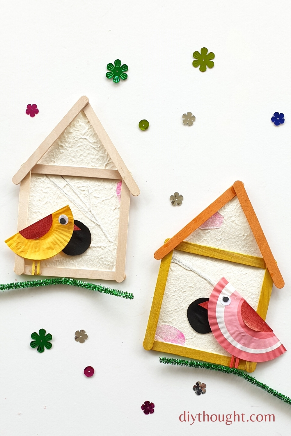 Popsicle Stick Birdhouse Craft - diy Thought
