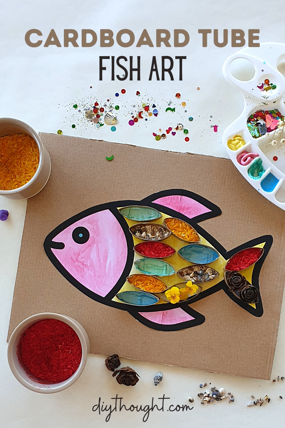 Cardboard Tube Fish Art - diy Thought