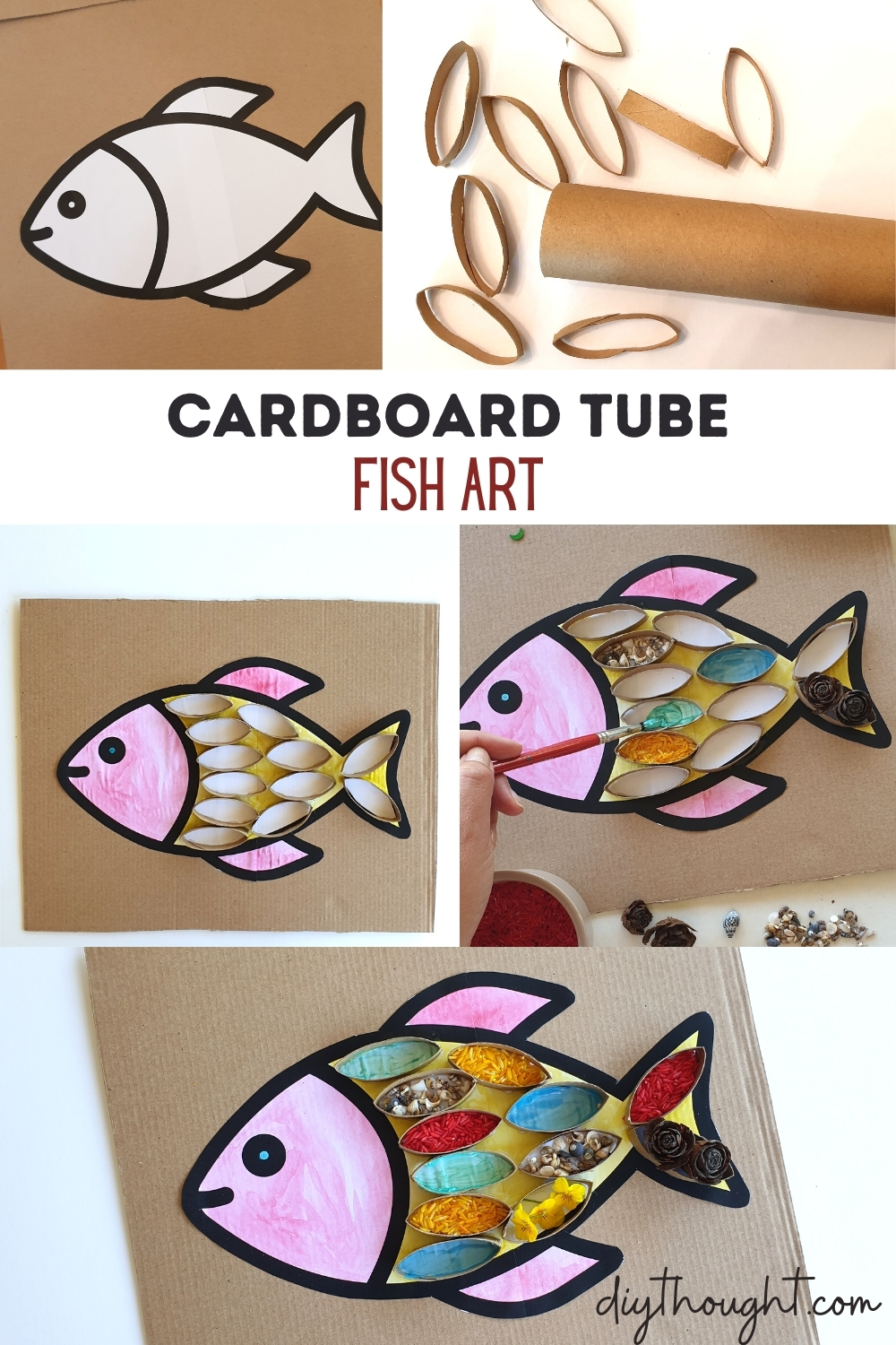 Cardboard Tube Fish Art - diy Thought