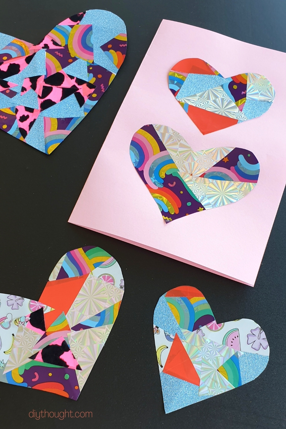 Scrap Contact Paper Hearts - diy Thought