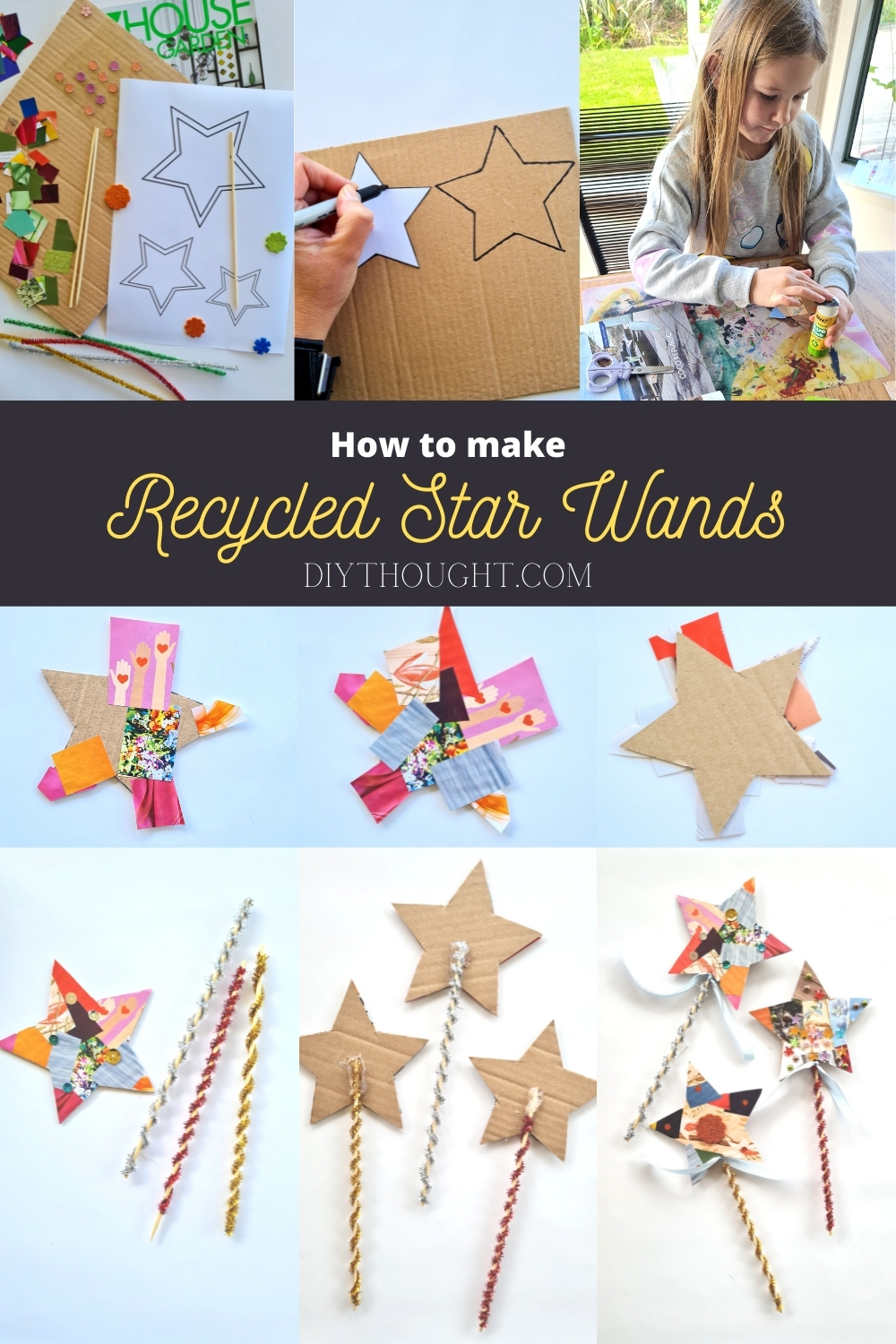 Recycled Cardboard & Magazine Star Wands - diy Thought