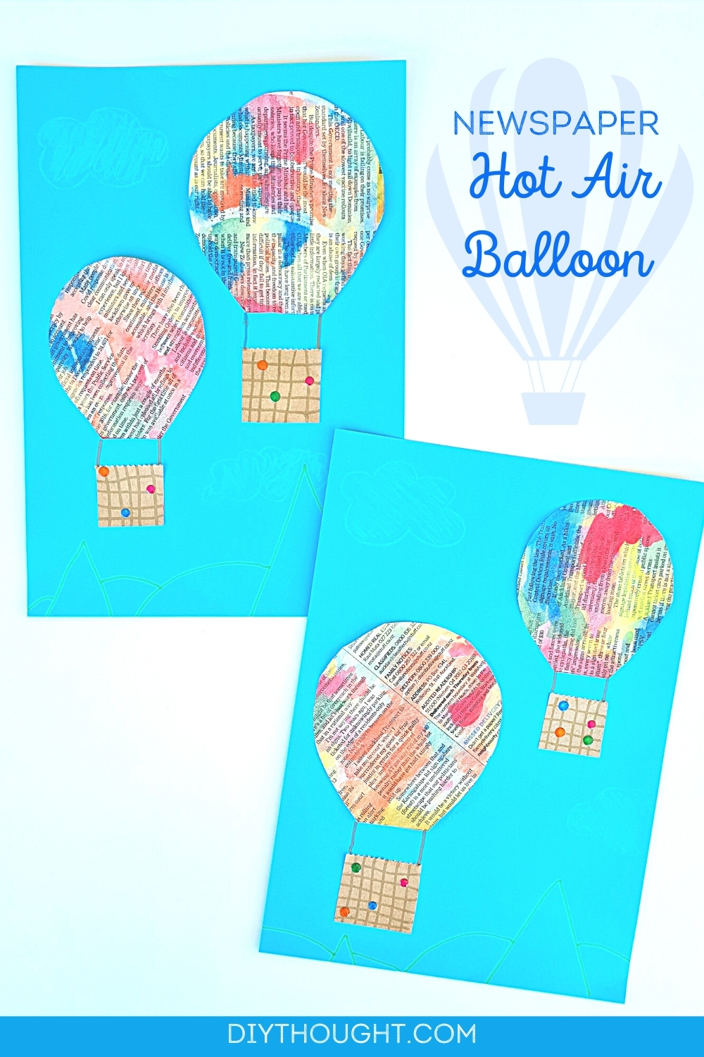 Newspaper Hot Air Balloon Kids Art - diy Thought