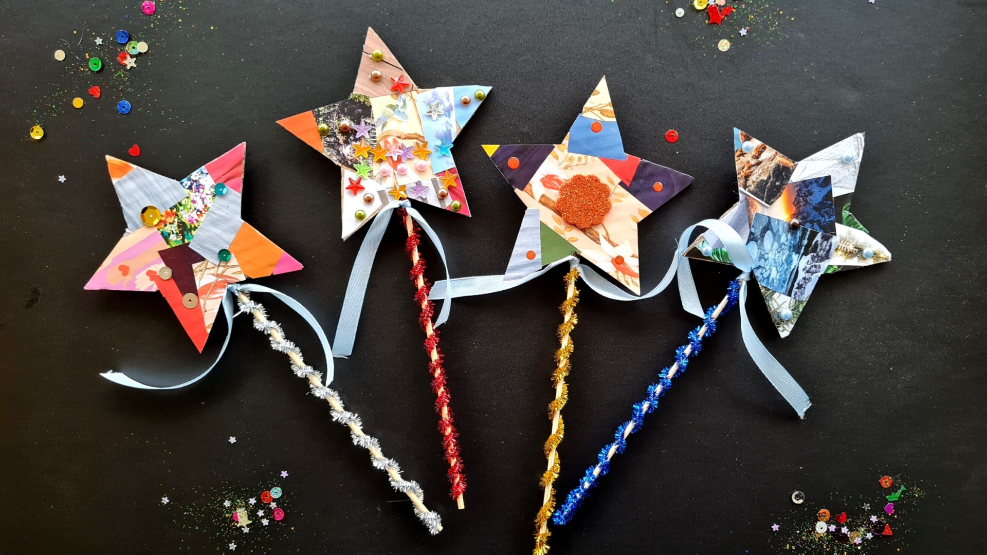 Recycled Cardboard & Magazine Star Wands - diy Thought