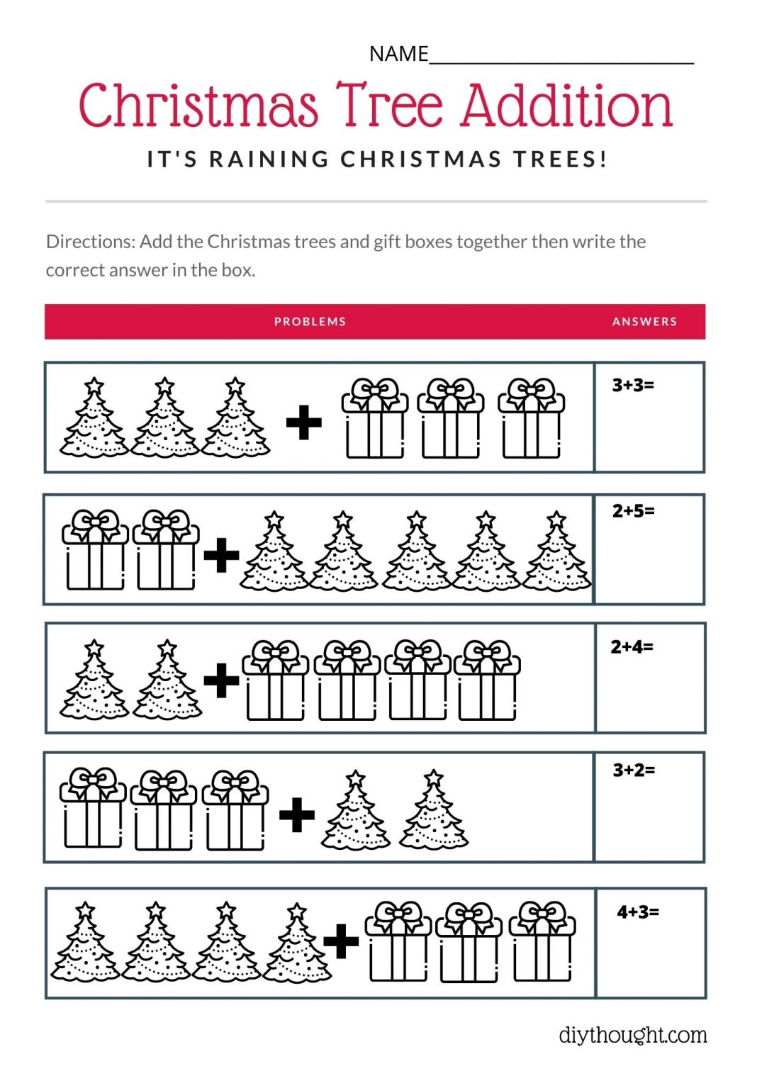 Christmas Tree Math Addition Worksheets - diy Thought