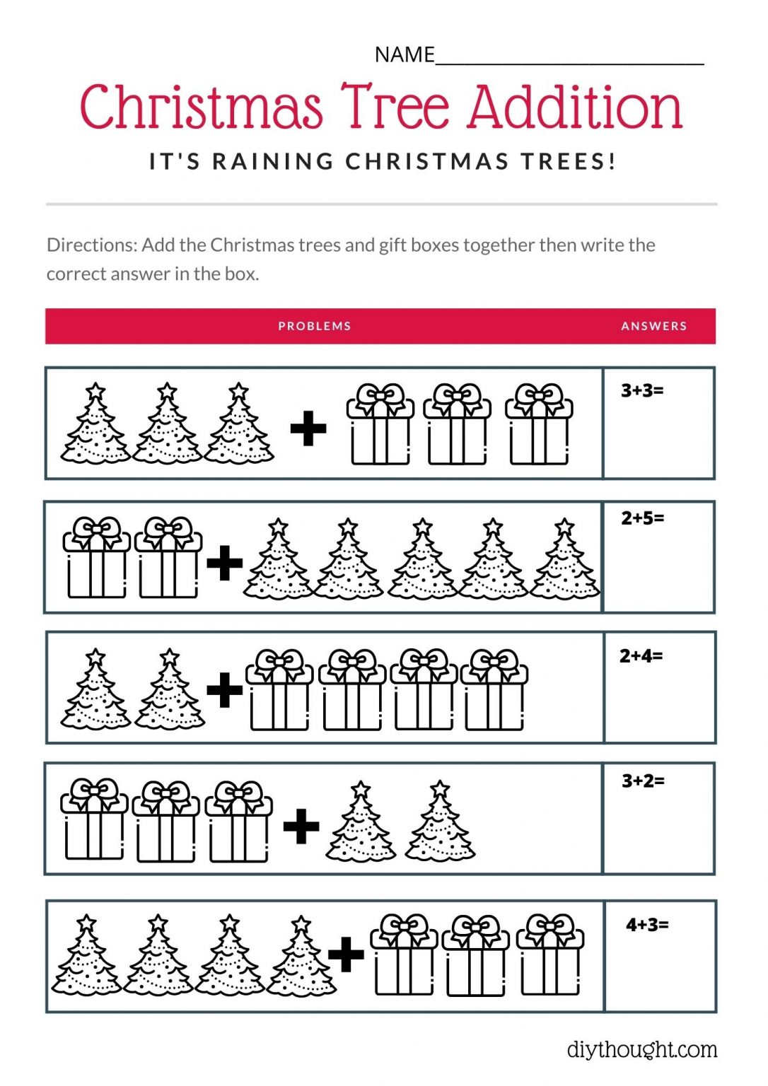 Christmas Tree Math Addition Worksheets - diy Thought