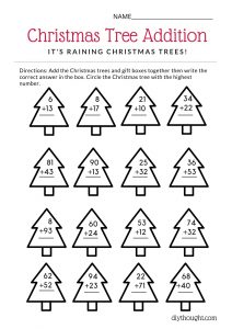 Christmas Tree Math Addition Worksheets - diy Thought