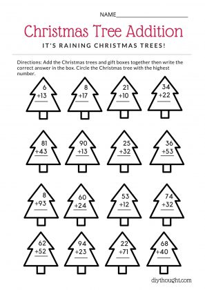 Christmas Tree Math Addition Worksheets - diy Thought
