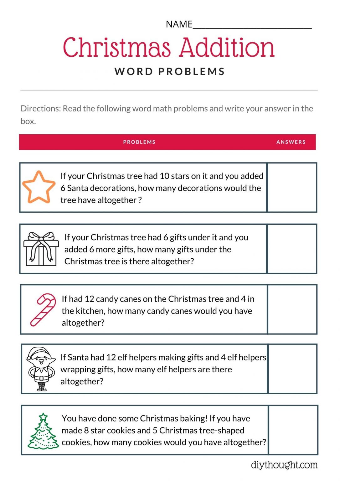 Christmas Tree Math Addition Worksheets - diy Thought
