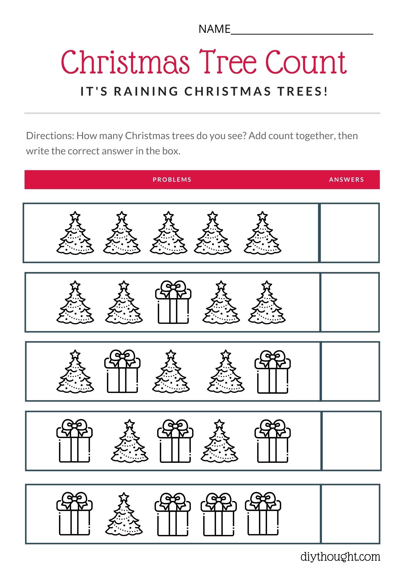 Christmas Tree Math Addition Worksheets - diy Thought