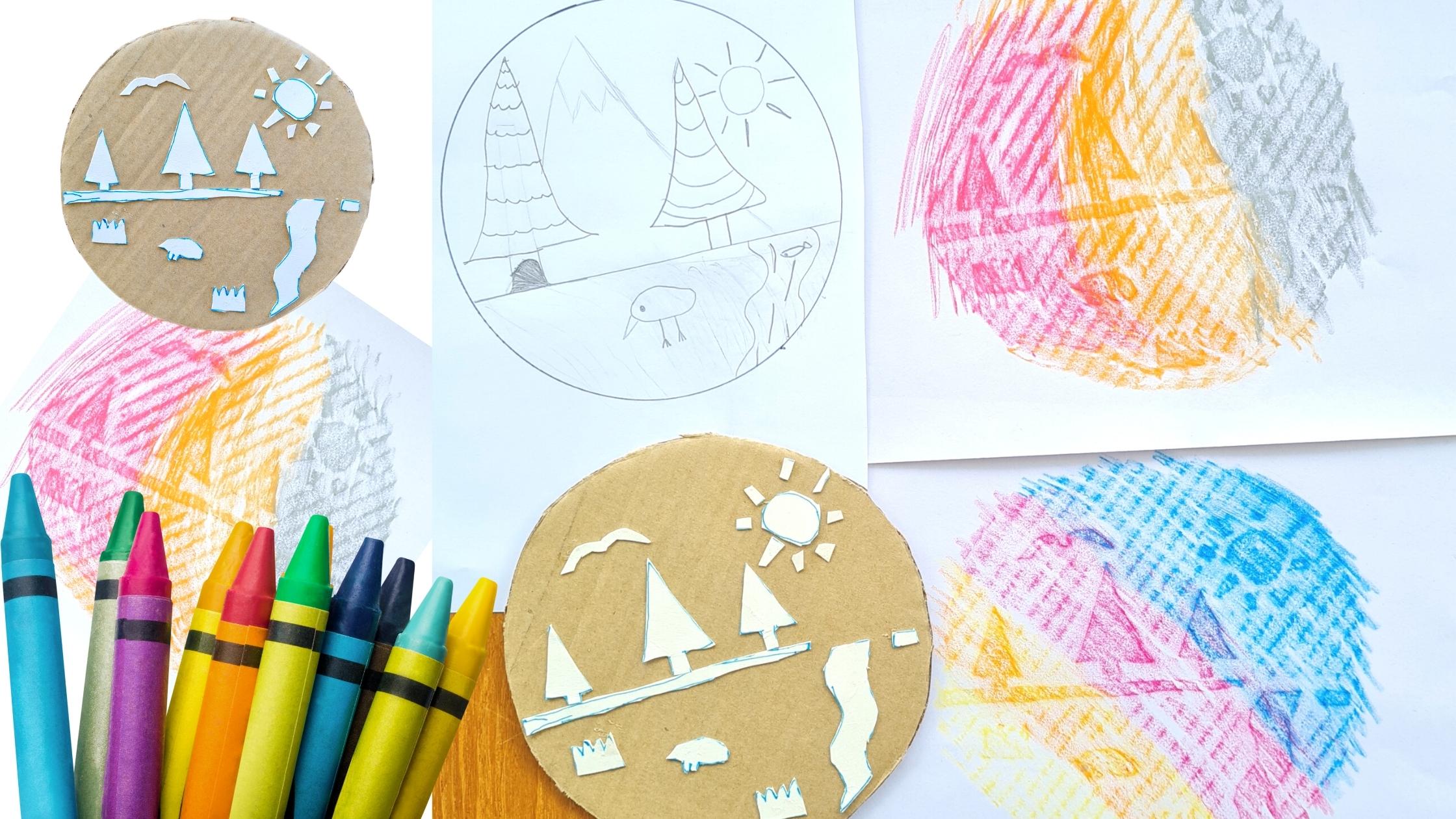 Cardboard Crayon Rubbing Art - DIY Thought