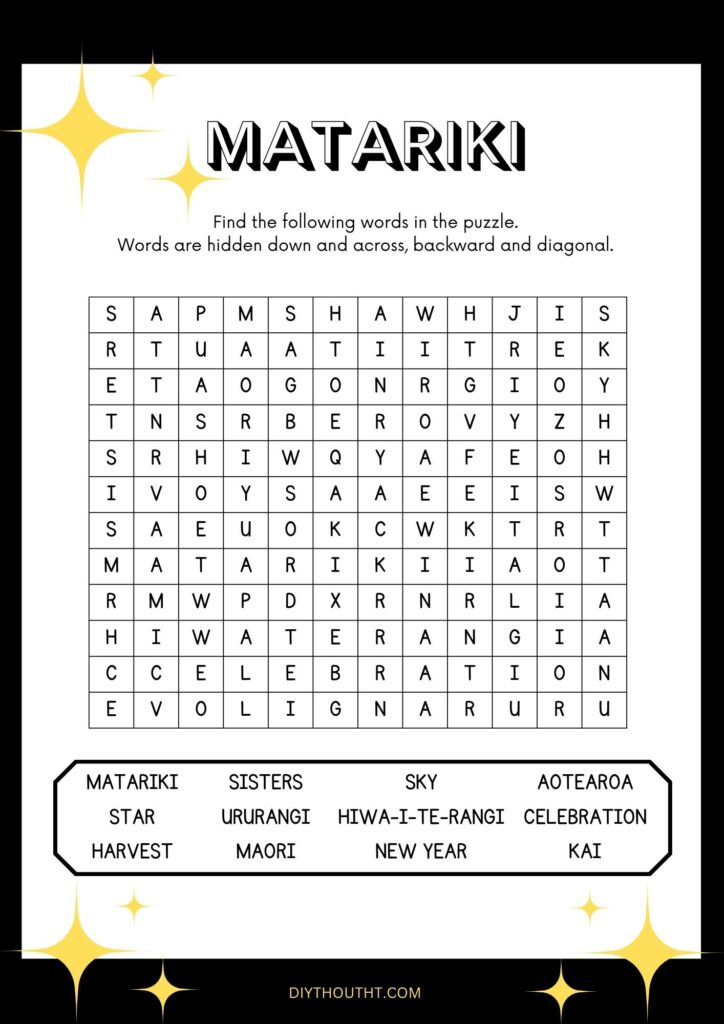 Free Matariki Worksheets - DIY Thought
