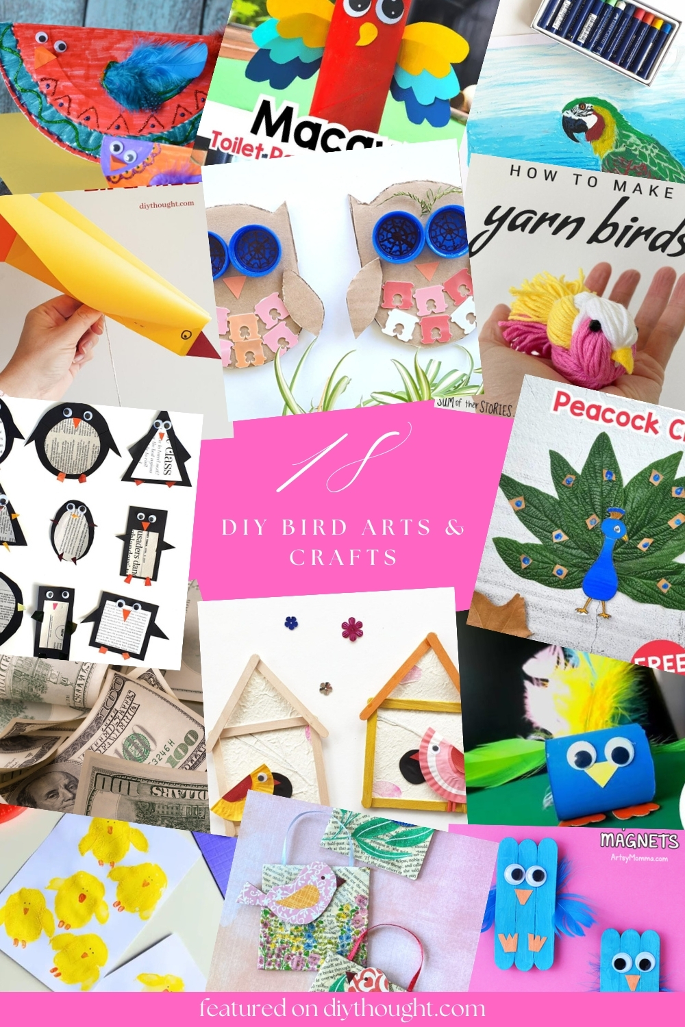 18 Fun DIY Bird Arts & Crafts - DIY Thought